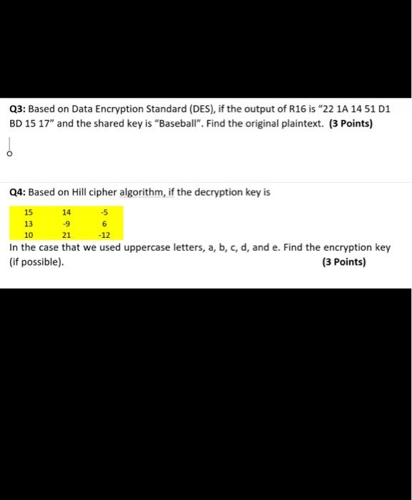 Solved Q3: Based on Data Encryption Standard (DES), if the | Chegg.com