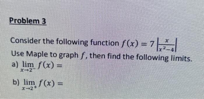 Solved Problem 3 Consider the following function f(x) = 7 | Chegg.com