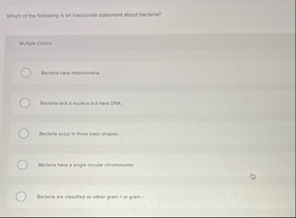 Solved Which of the following is an inaccurate statement | Chegg.com