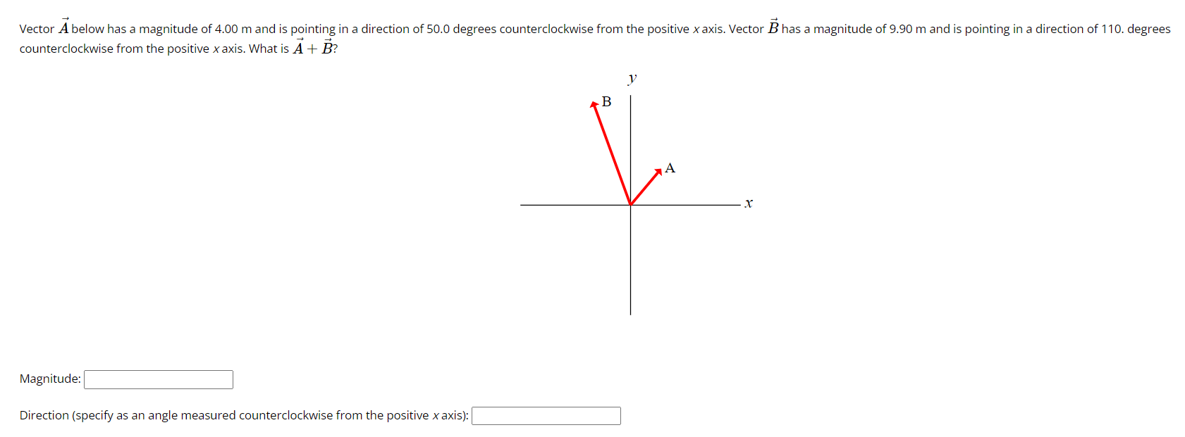 Solved Vector A⃗ ﻿ below has a magnitude of 4.00 ﻿m and is | Chegg.com