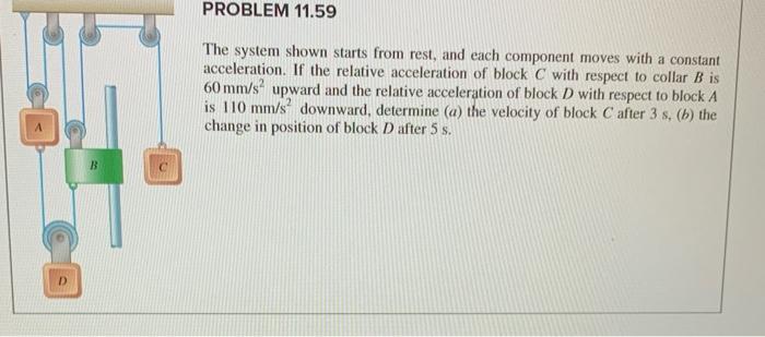 Solved PROBLEM 11.59 The system shown starts from rest, and | Chegg.com