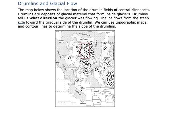 Solved Drumlins and Glacial Flow The map below shows the | Chegg.com
