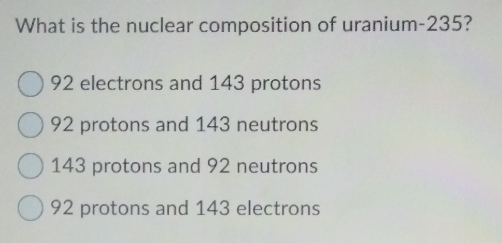 Solved What is the nuclear composition of uranium-235? 92 | Chegg.com