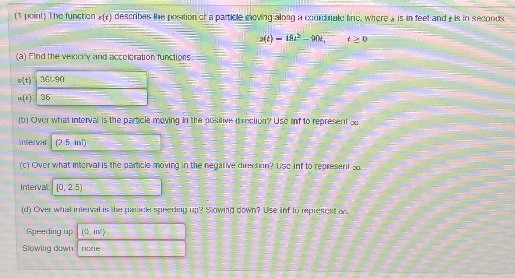 Solved 1 ﻿point ﻿the Function S T ﻿describes The Position