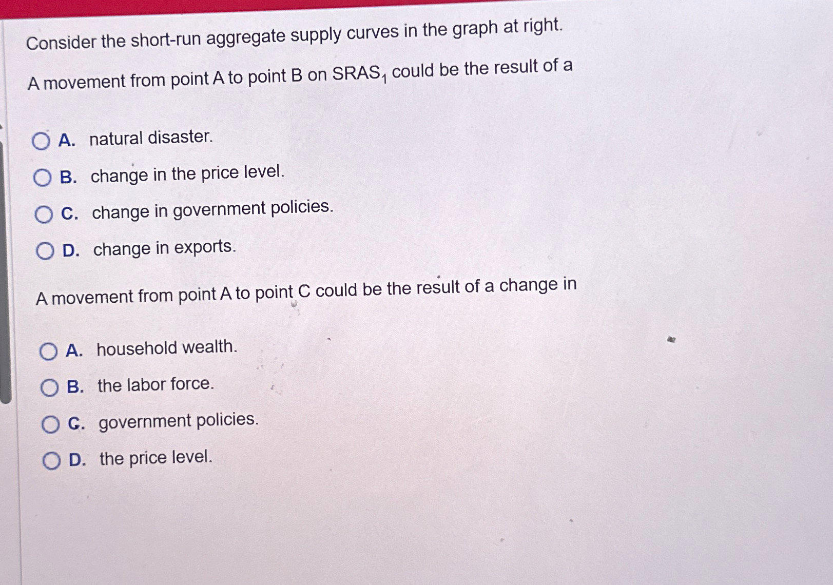 Solved Consider the short-run aggregate supply curves in the | Chegg.com