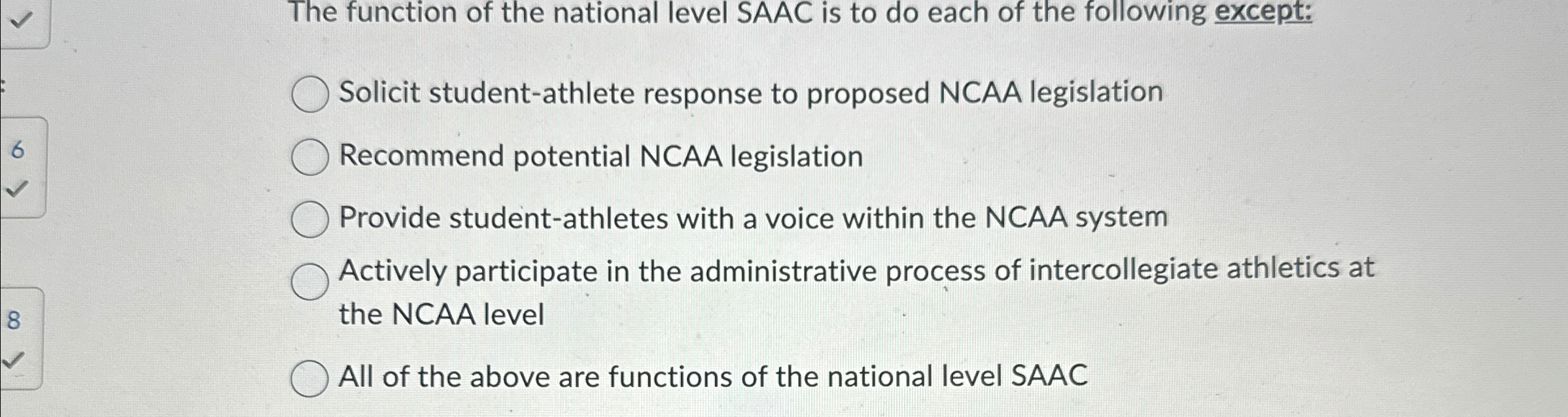 Solved The function of the national level SAAC is to do each | Chegg.com