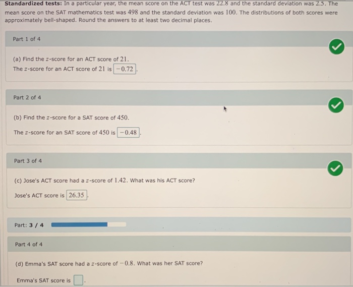 Solved Standardized tests: In a particular year, the mean | Chegg.com