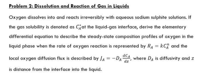Problem 2: Dissolution and Reaction of Gas in Liquids | Chegg.com