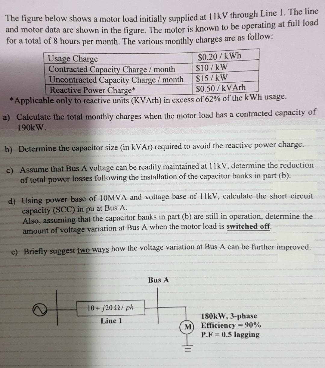 Solved a The figure below shows a motor load initially | Chegg.com