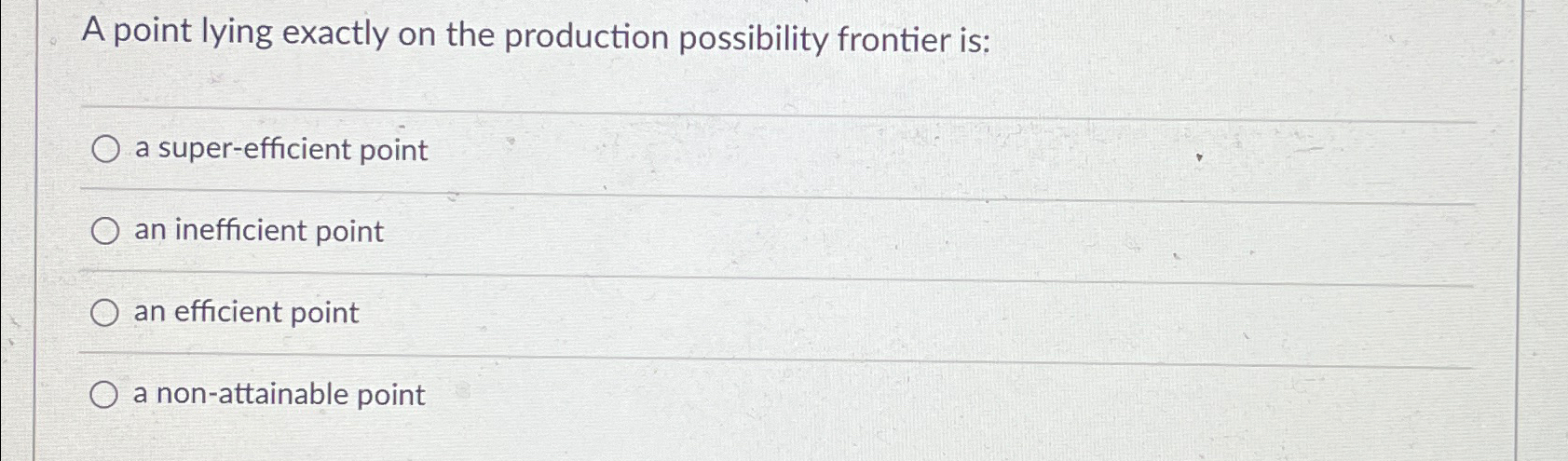 Solved A point lying exactly on the production possibility | Chegg.com