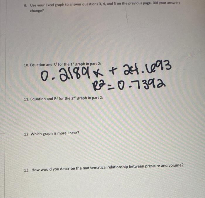 9. Use your Excel graph to answer questions 3,4, and | Chegg.com