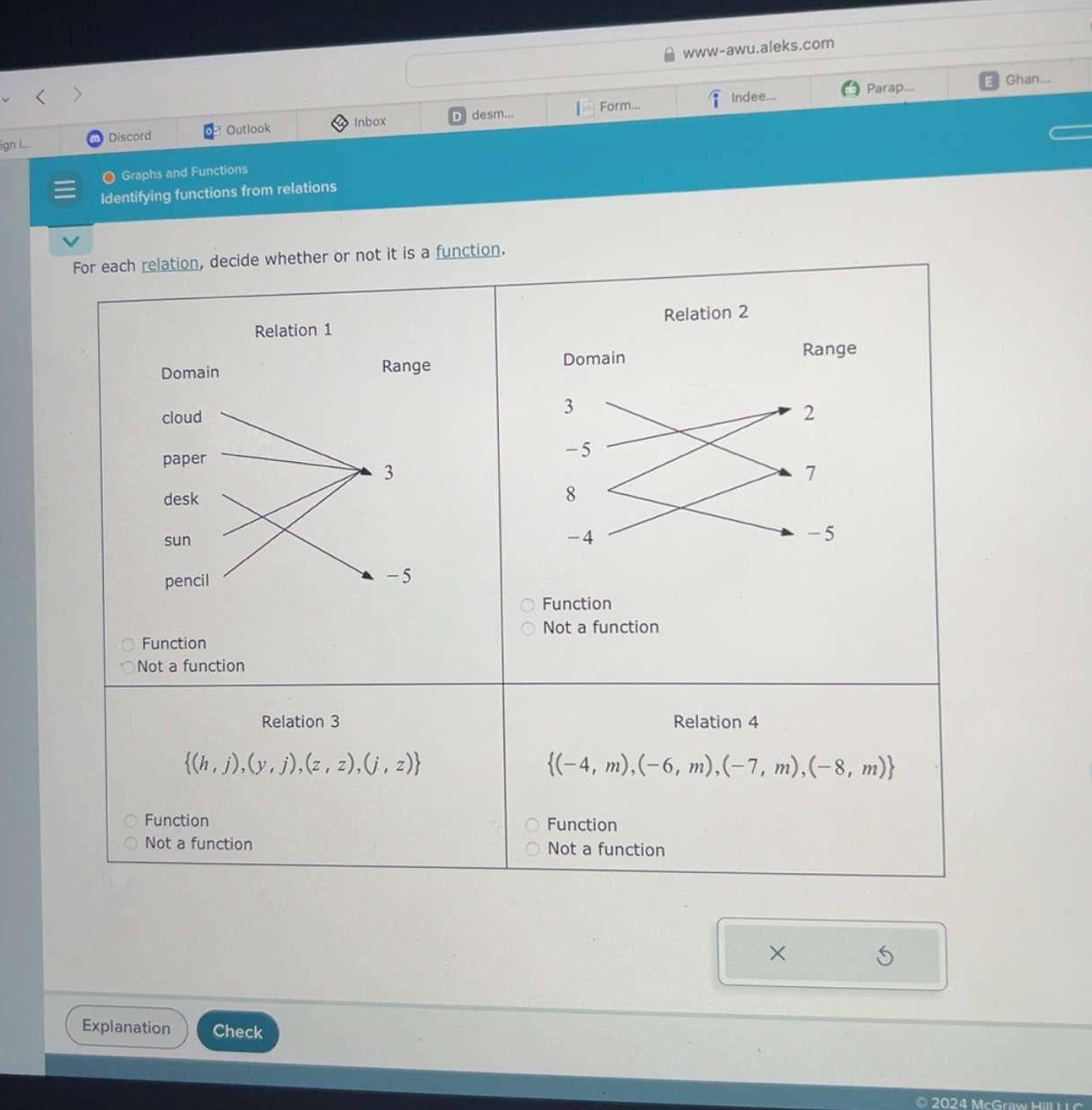 Solved ANSWER 1,2,3,4.precalculus For each relation, decide | Chegg.com