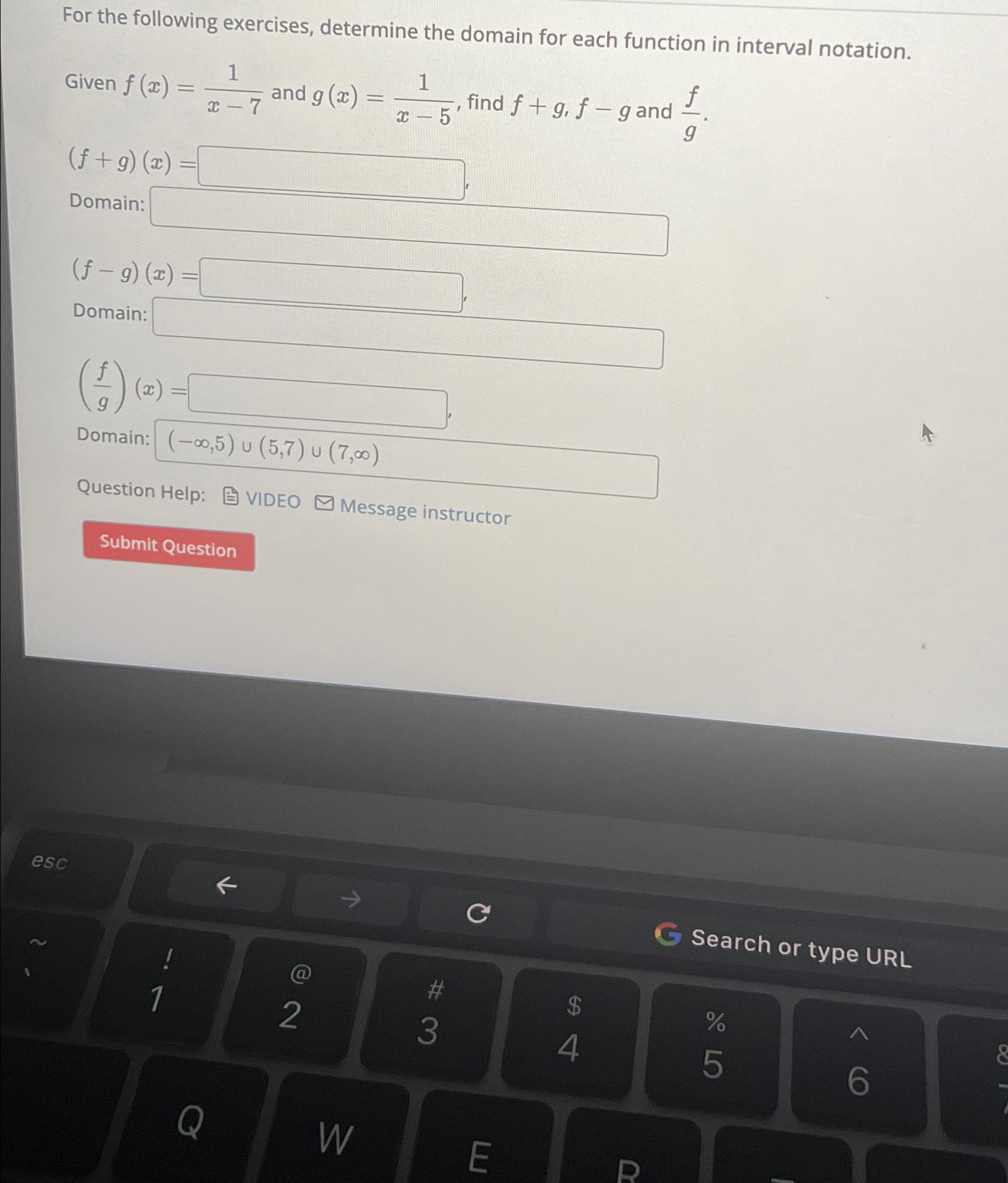Solved For the following exercises, determine the domain for | Chegg.com