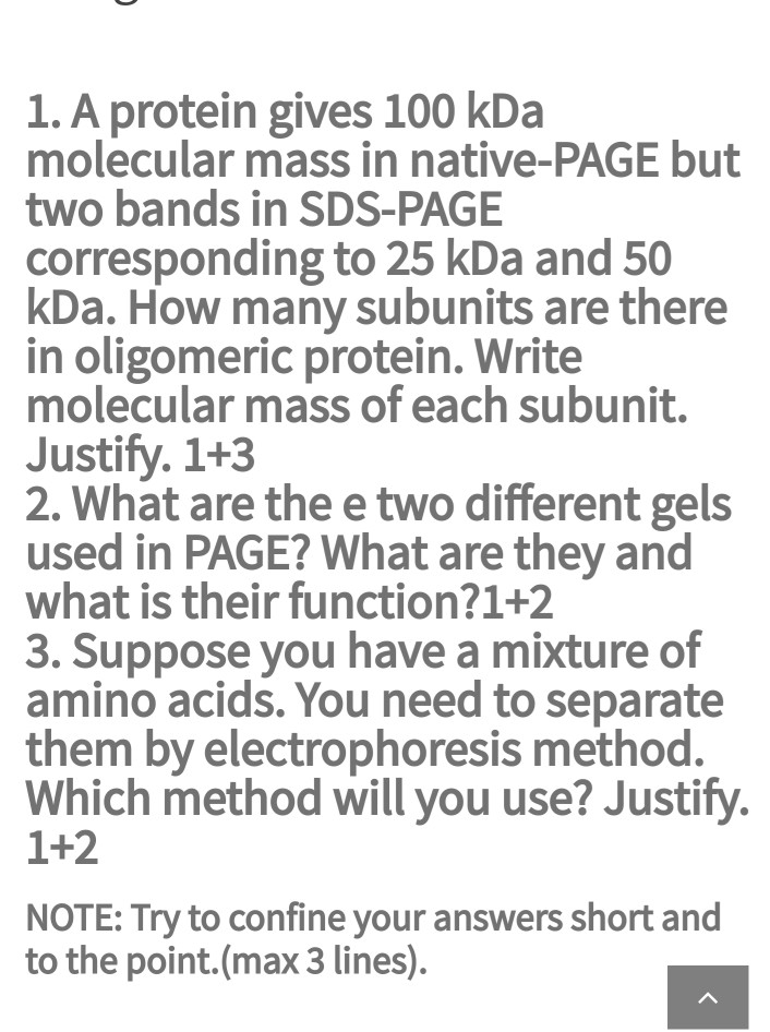 Solved 1. A protein gives 100 kDa molecular mass in | Chegg.com