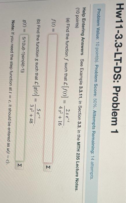Solved Hw11-3.3-LT-DS: Problem 1 Problem Value: 10 point(s). | Chegg.com