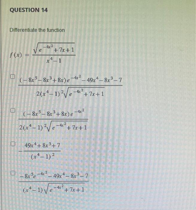 Solved Differentiate the function | Chegg.com