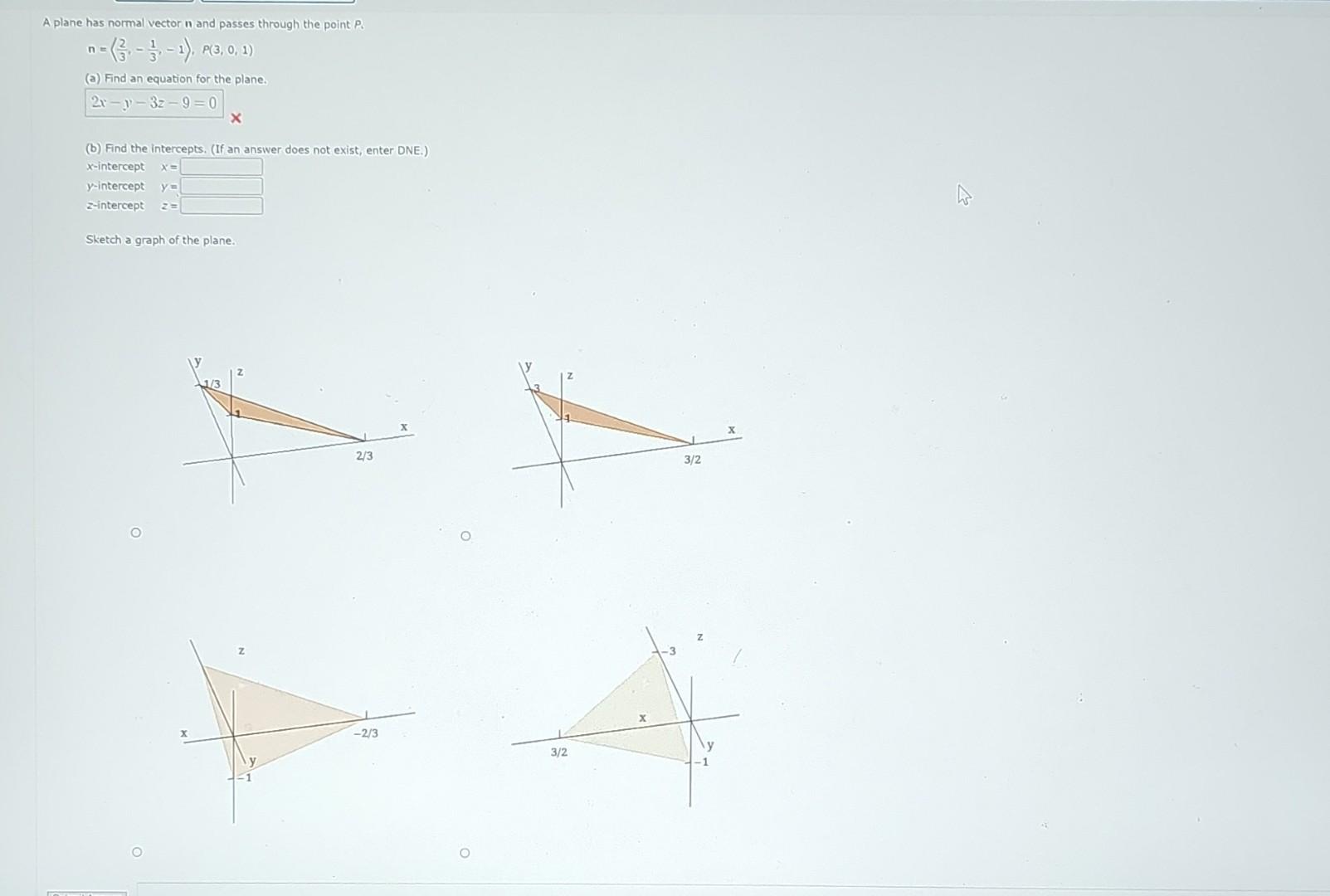 Solved A plane has normal vector n and passes through the | Chegg.com