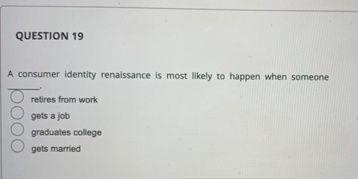 Solved A consumer identity renaissance is most likely to | Chegg.com