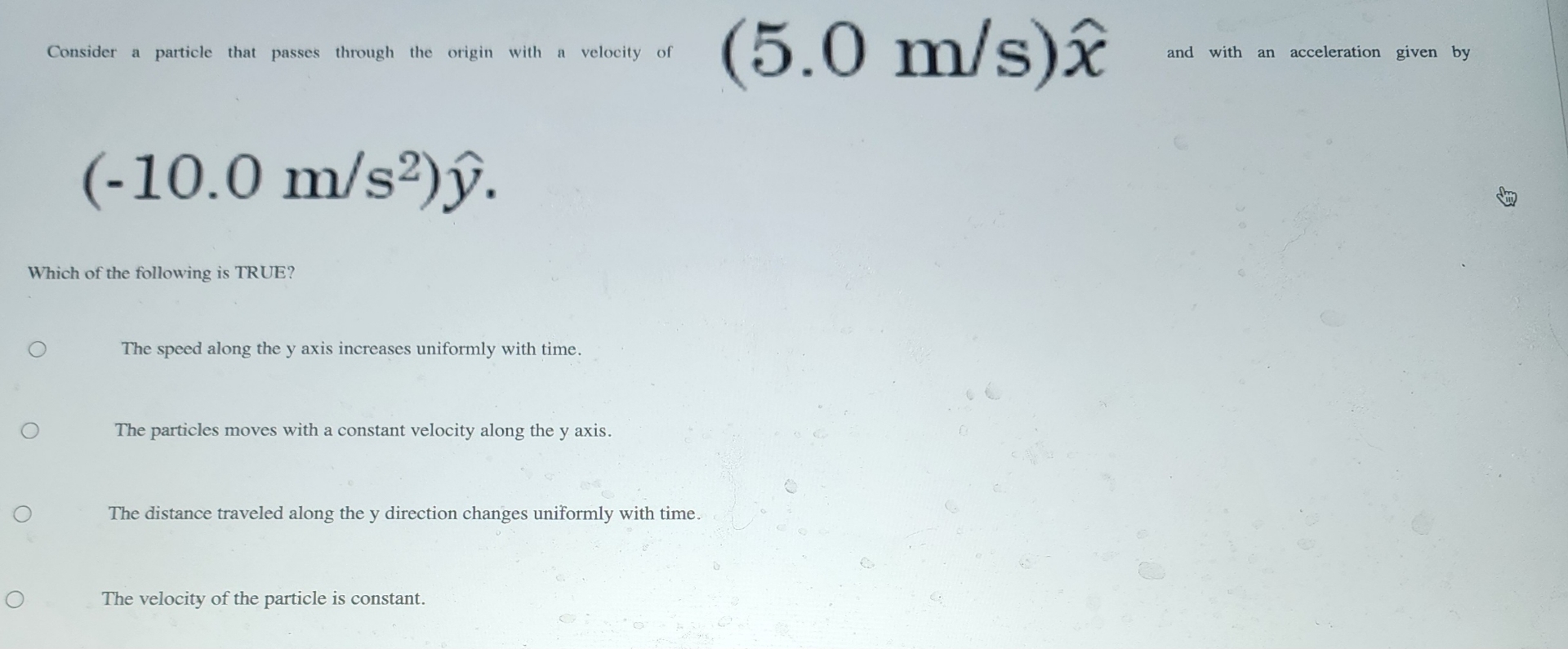 Consider an particle that passeses through the origin | Chegg.com