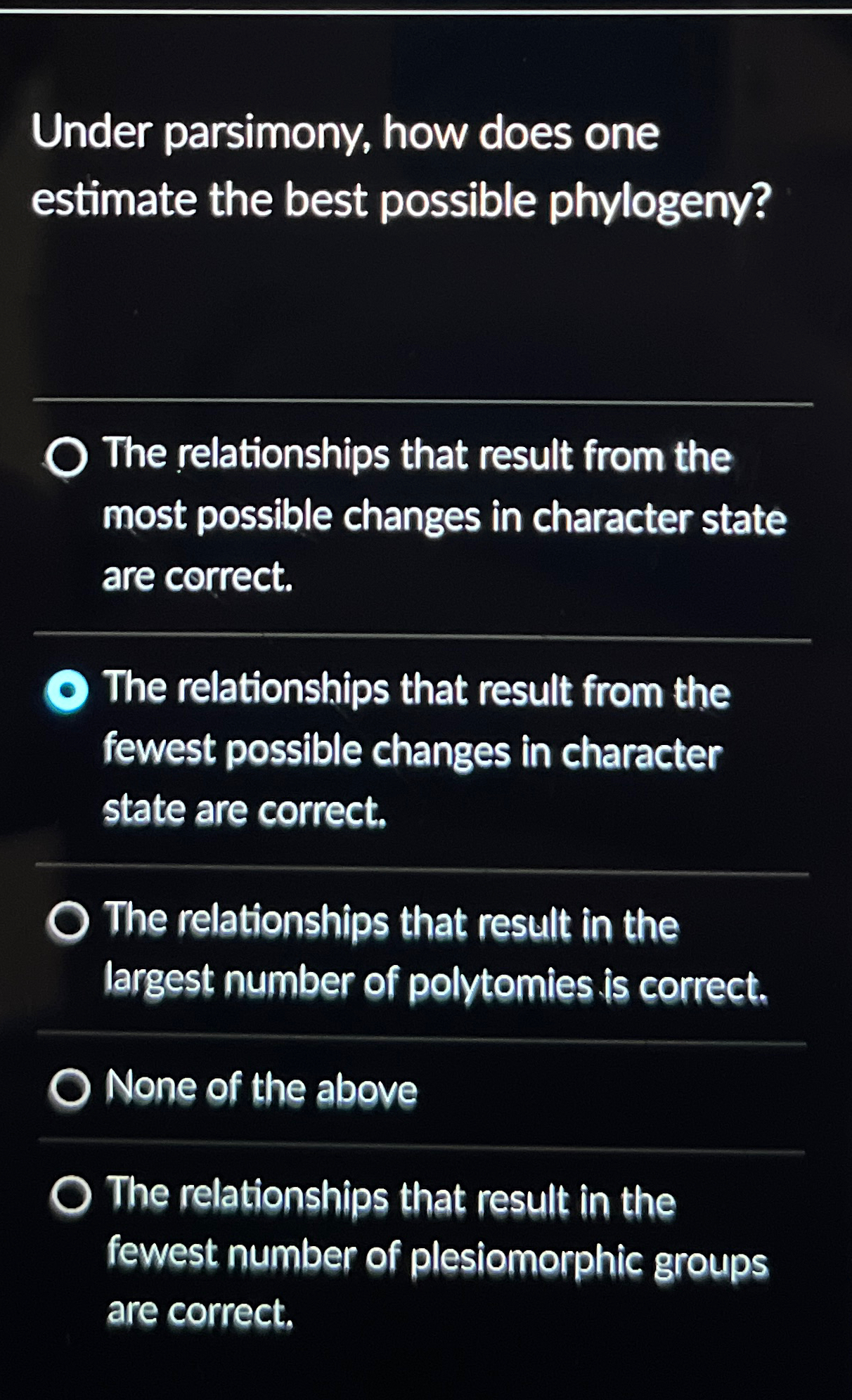 Solved Under parsimony, how does one estimate the best | Chegg.com