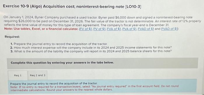 Solved Exercise 10.9 (Algo) Acquisition cost; | Chegg.com