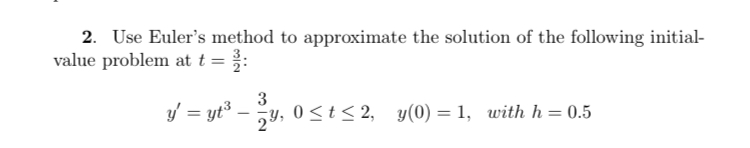 Solved Use Euler's method to approximate the solution of the | Chegg.com