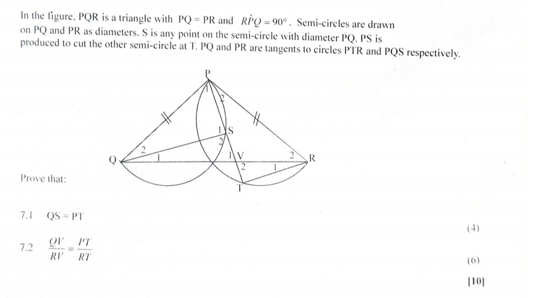 Solved In the figure, PQR ﻿is a triangle with PQ=PR ﻿and | Chegg.com