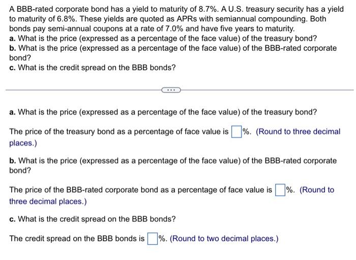 Solved A BBB-rated corporate bond has a yield to maturity of | Chegg.com