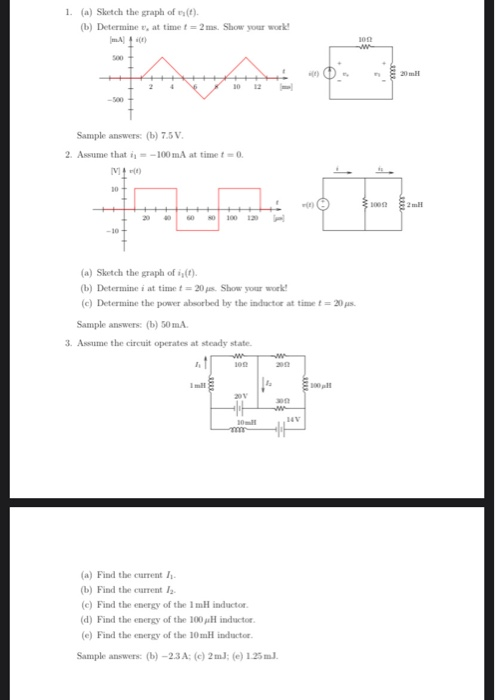 Solved 1. (a) Sketch the graph of (t) (1) Determine , at | Chegg.com