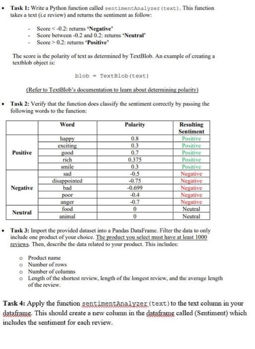 Solved Building A Basic Sentiment Analyzer With Python And