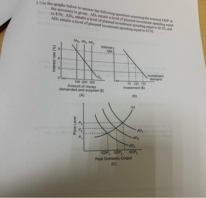 Solved 2. Use the graphs below to answer the following | Chegg.com