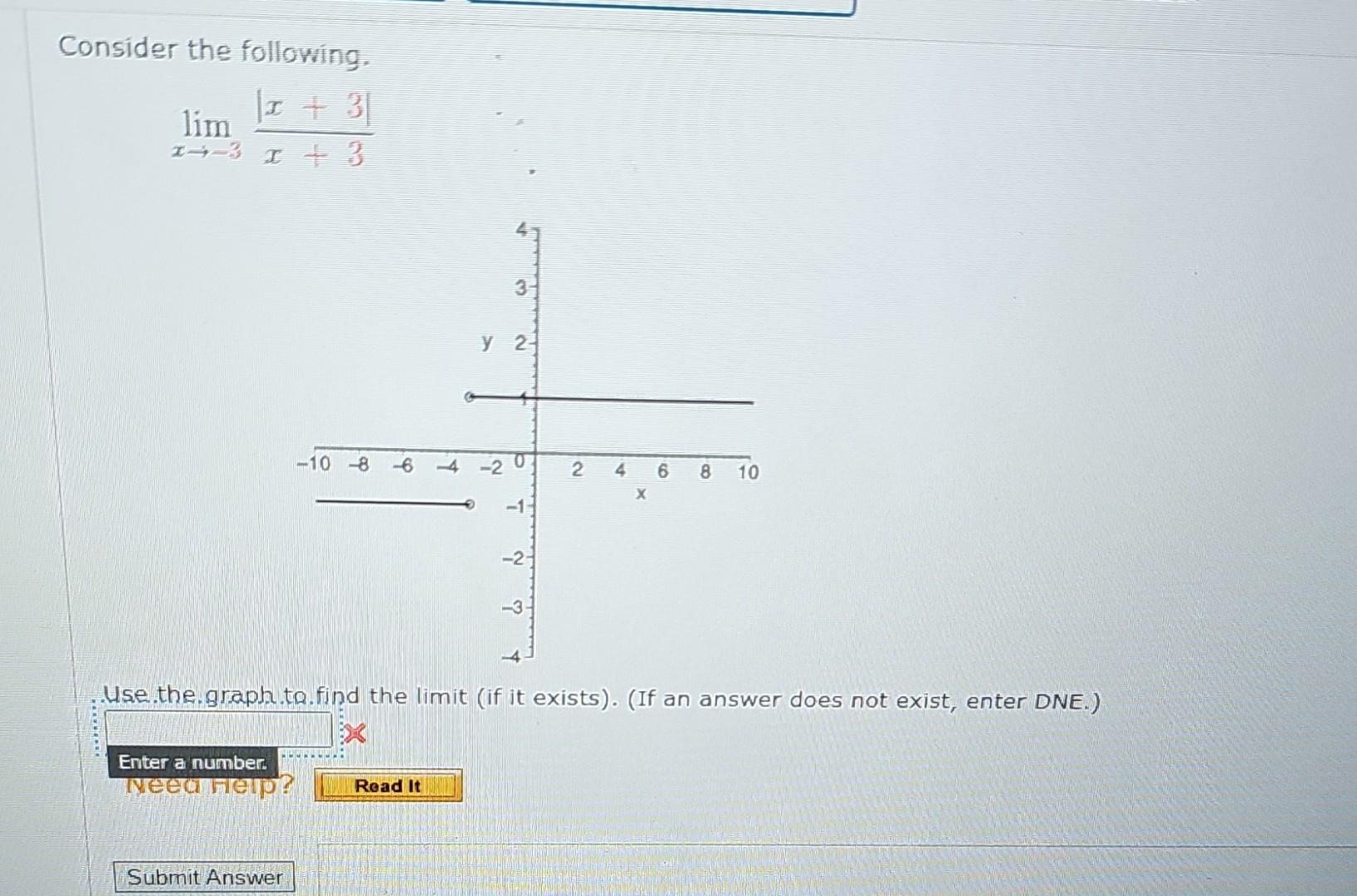 Solved Consider the following. limx→−3x+3∣x+3∣ Use.the. | Chegg.com