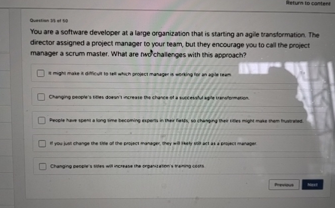 Solved Return to contentQuestion 35 ﻿of 50You are a software | Chegg.com