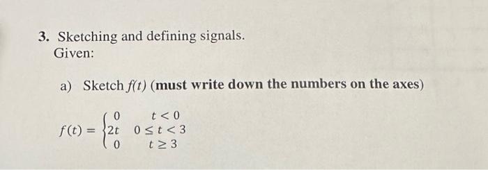 Solved 3. Sketching and defining signals. Given: a) Sketch | Chegg.com