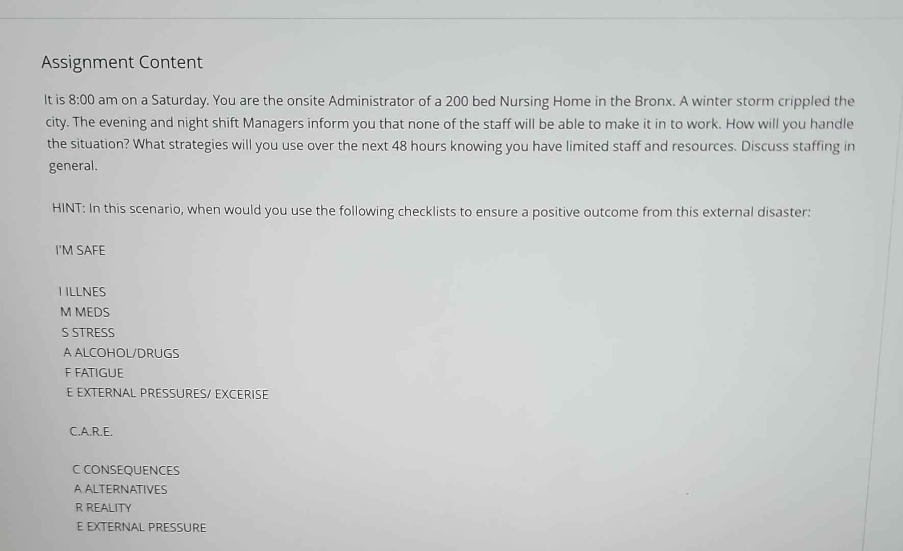 Solved Assignment Content It is 8:00 am on a Saturday. You | Chegg.com