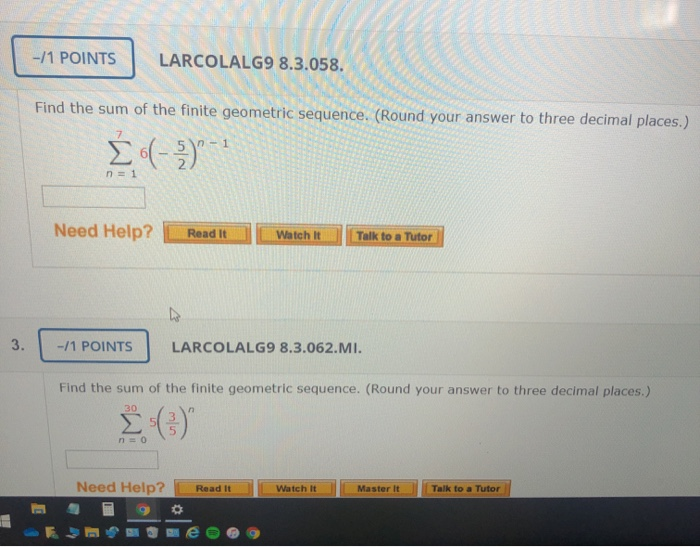 Solved 1 Points Larcolalg9 8 3 058 Find The Sum Of The