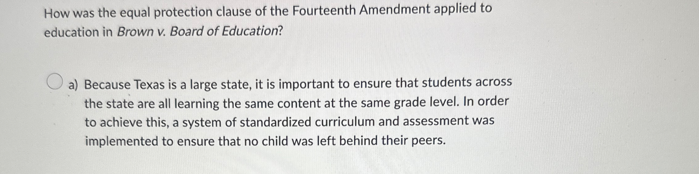Solved How was the equal protection clause of the Fourteenth | Chegg.com
