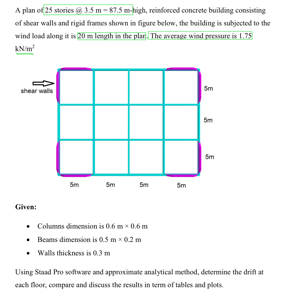 [Solved]: A plan of 25 stories @ 3.5m=87.5m-high, reinforced