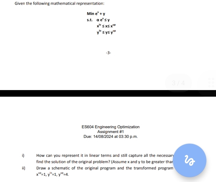 Solved Given the following mathematical representation: ﻿Min | Chegg.com