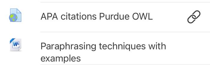 APA citations Purdue OWL W Paraphrasing techniques | Chegg.com