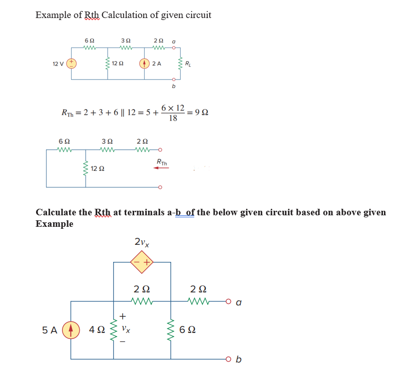 Solved Example of Rth Calculation of given | Chegg.com
