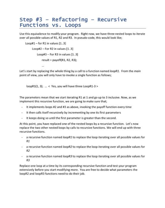 Solved //5 tep 1 int main() i int R1, R2, R3, payoff ; // | Chegg.com