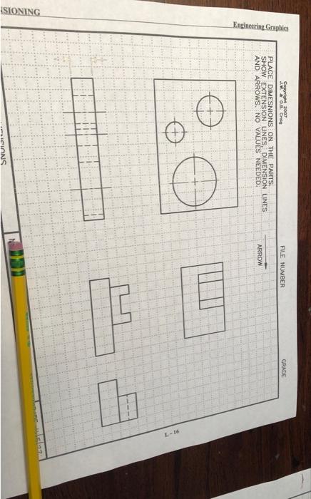 Solved place dimensions on the parts.show extension lines, | Chegg.com