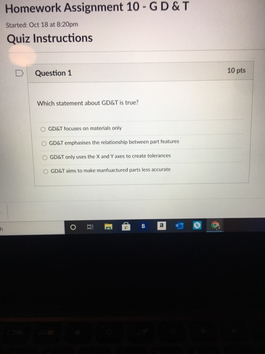 Solved Homework Assignment 10 - GD&T Started: Oct 18 at | Chegg.com