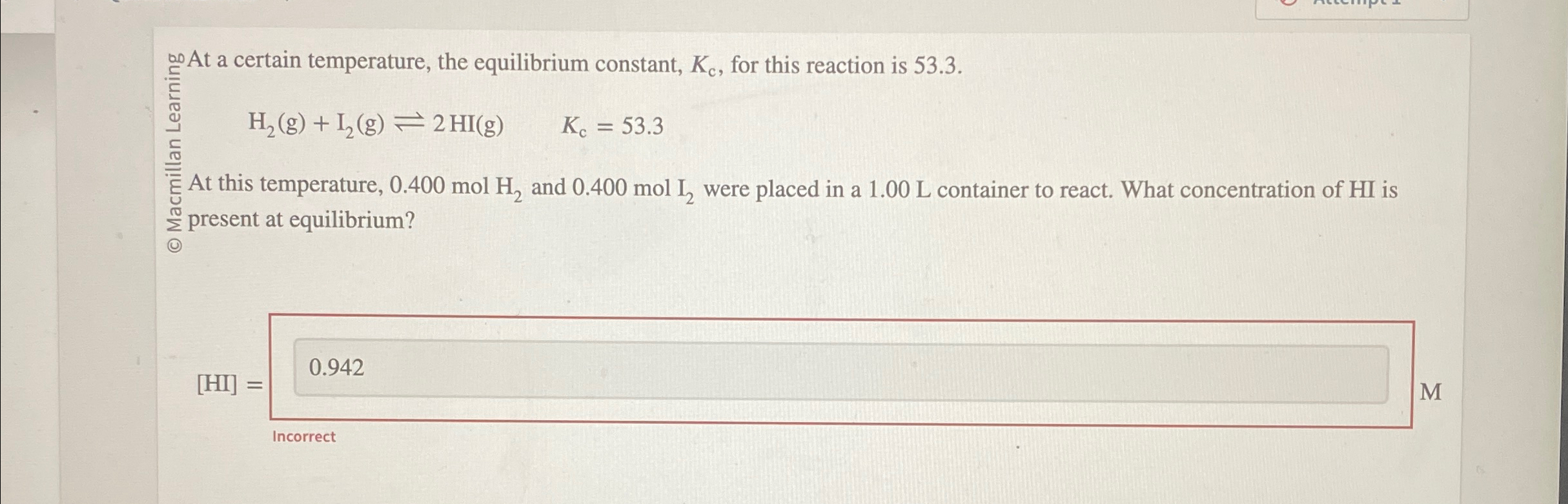 Solved At a certain temperature, the equilibrium constant, | Chegg.com