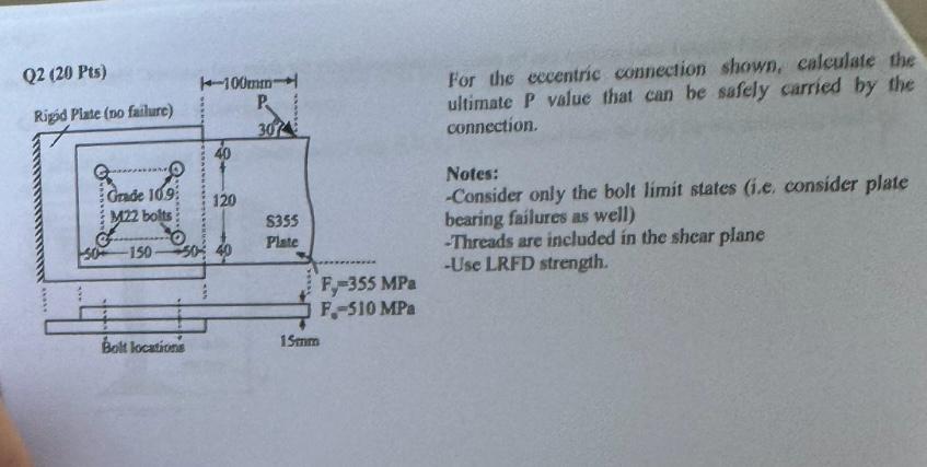 Solved For the eccentric connection shown, calculate the | Chegg.com