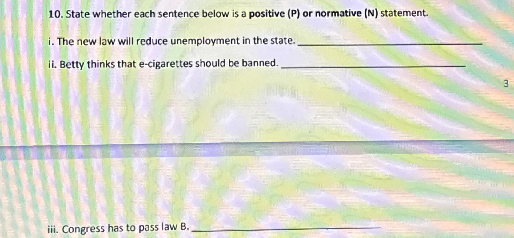 Solved State whether each sentence below is a positive (P) | Chegg.com