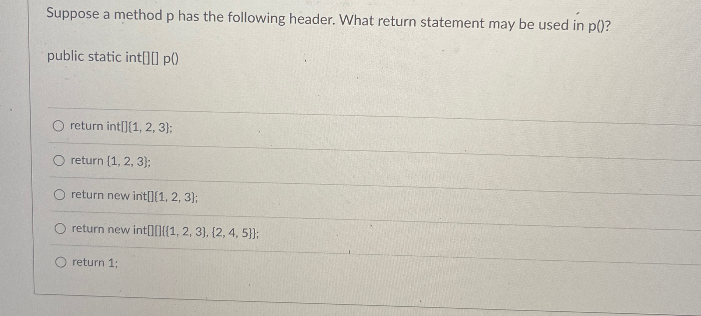 Solved Suppose a method p ﻿has the following header. What | Chegg.com