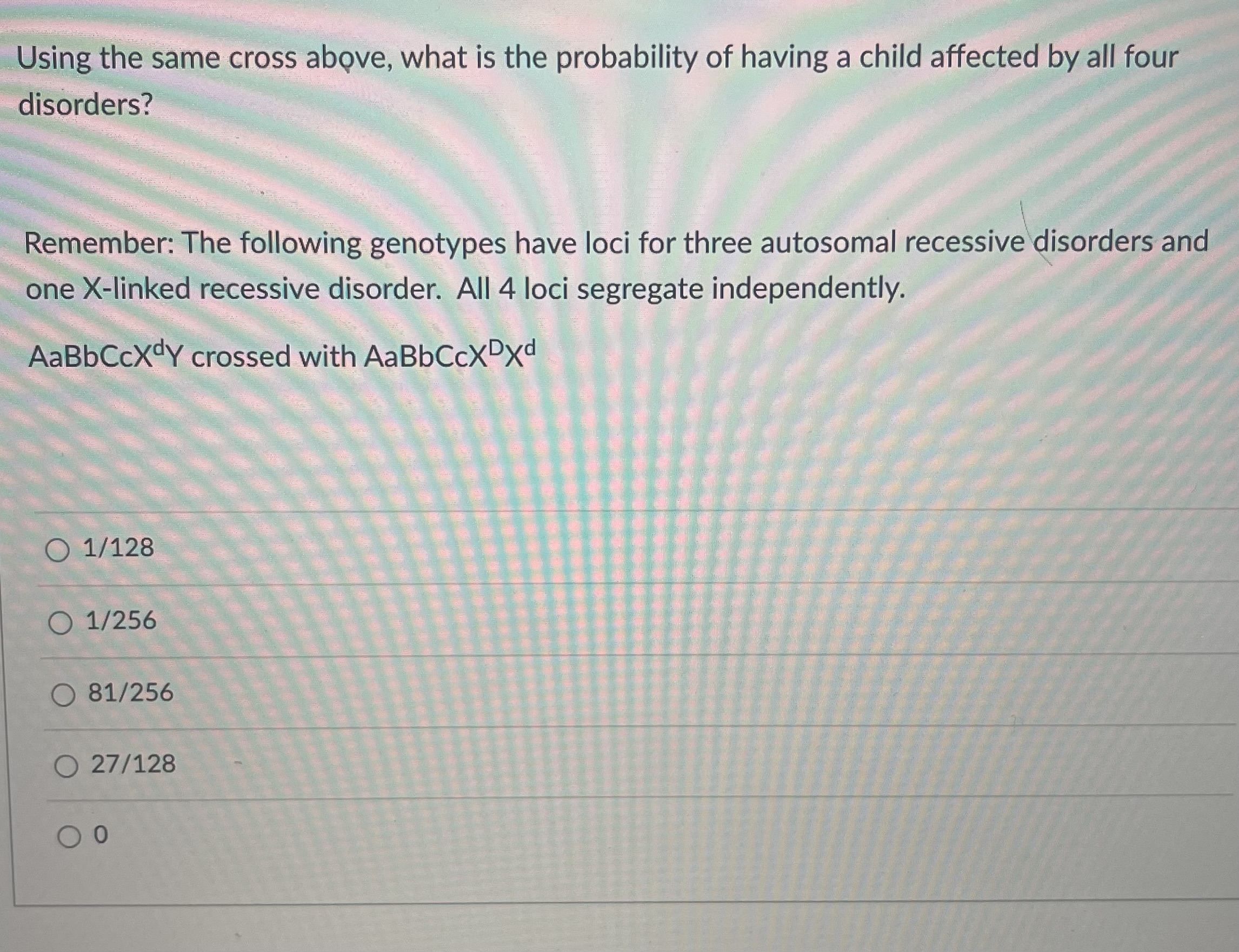 Solved Using the same cross above, what is the probability | Chegg.com