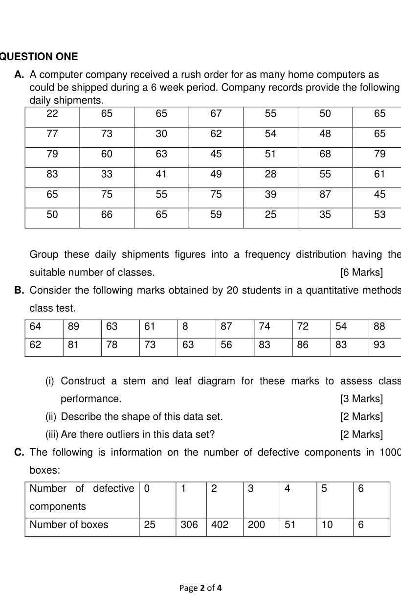 Solved A. A computer company received a rush order for as | Chegg.com